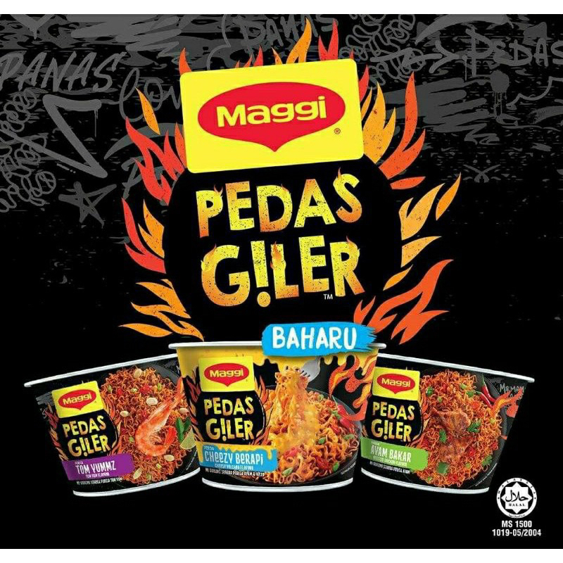 Maggi Pedas Giler Cheezy Berapi/Tom Yummz/Ayam Bakar(92g) | Shopee Malaysia