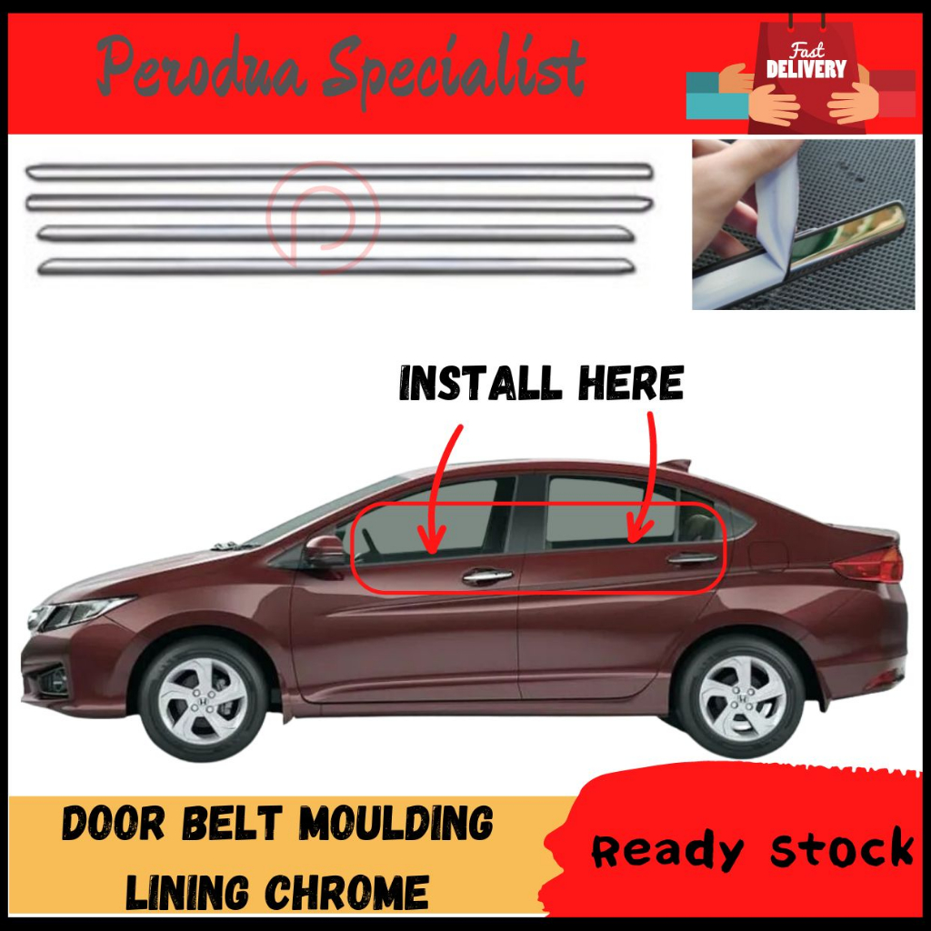 Honda City 2003 - 2007 Window Trim Chrome Lining/Door Belt Moulding ...