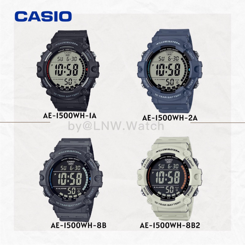 100% ORI Casio Digital • AE-1500WH-1A & AE-1500WH-2A & AE-1500WH-8B ...