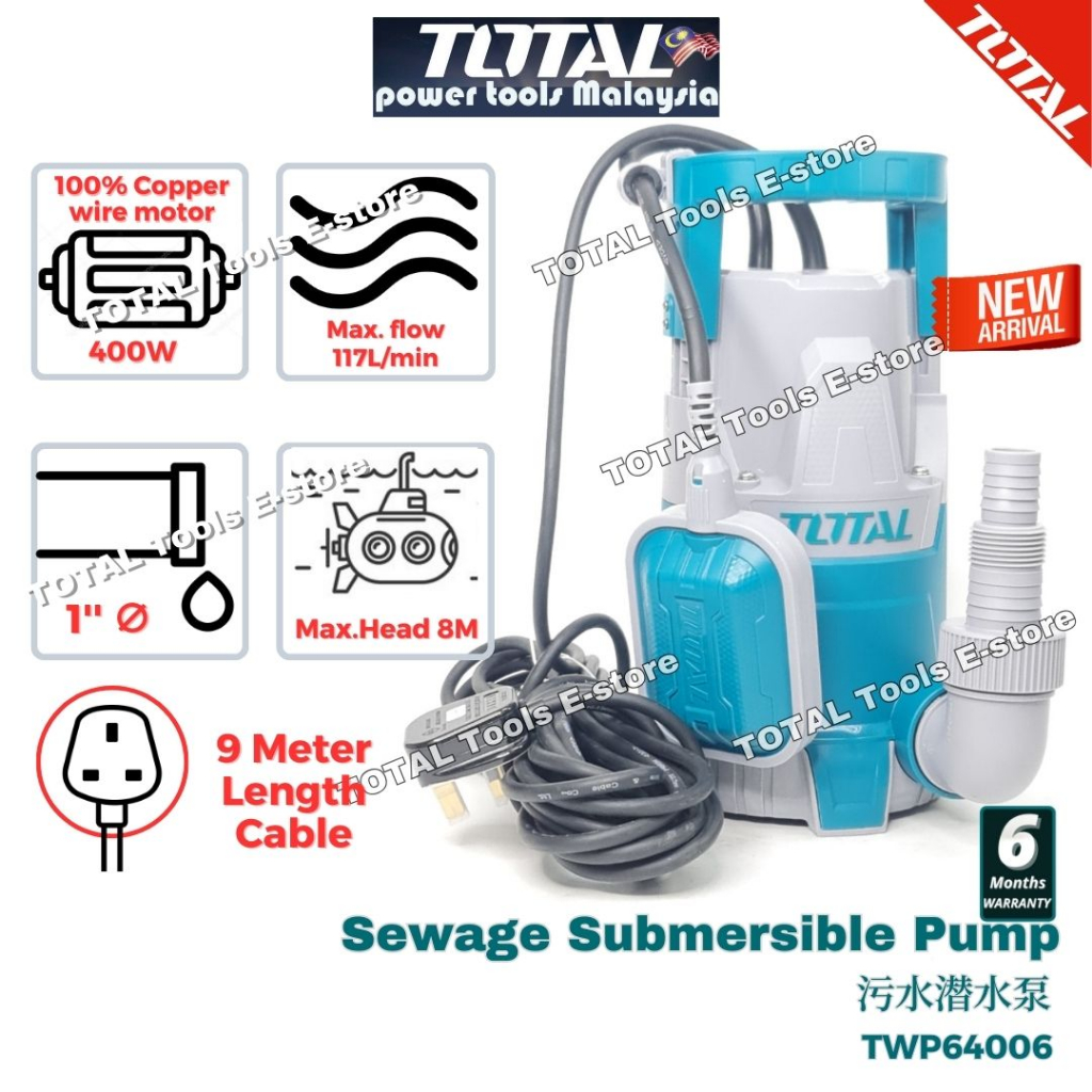 TOTAL 1'' ∅ Submersible pump 400W 污水潜水泵 - TWP64006 | Shopee Malaysia