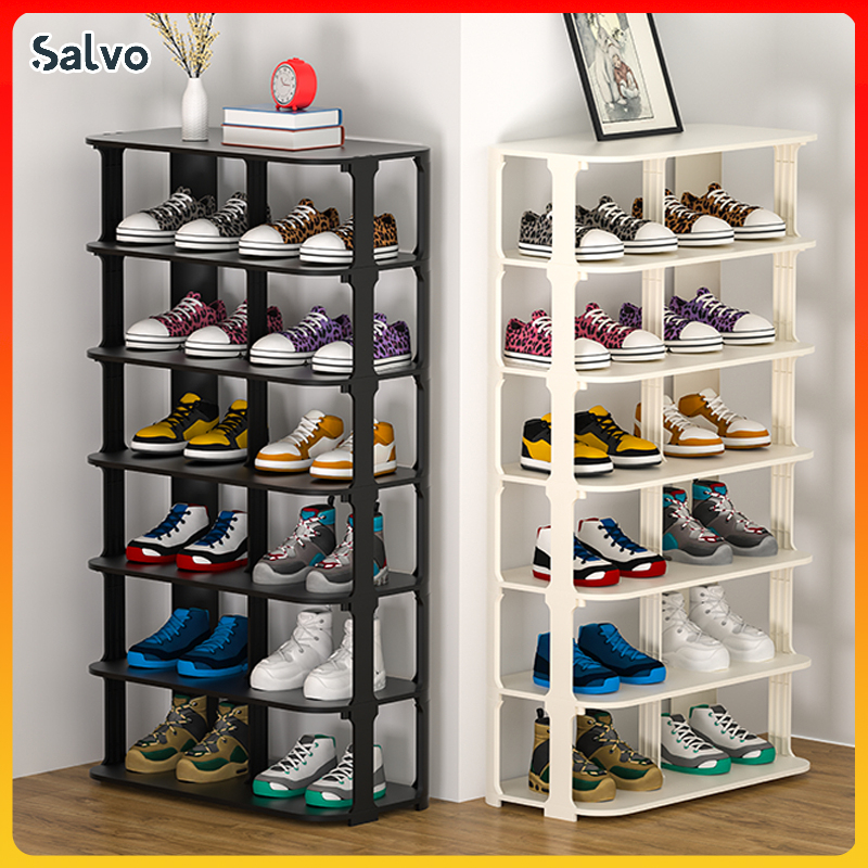Salvo Multi-Layer Plastic Shoe Rack Double Row DIY Stackable Shoes Rack ...