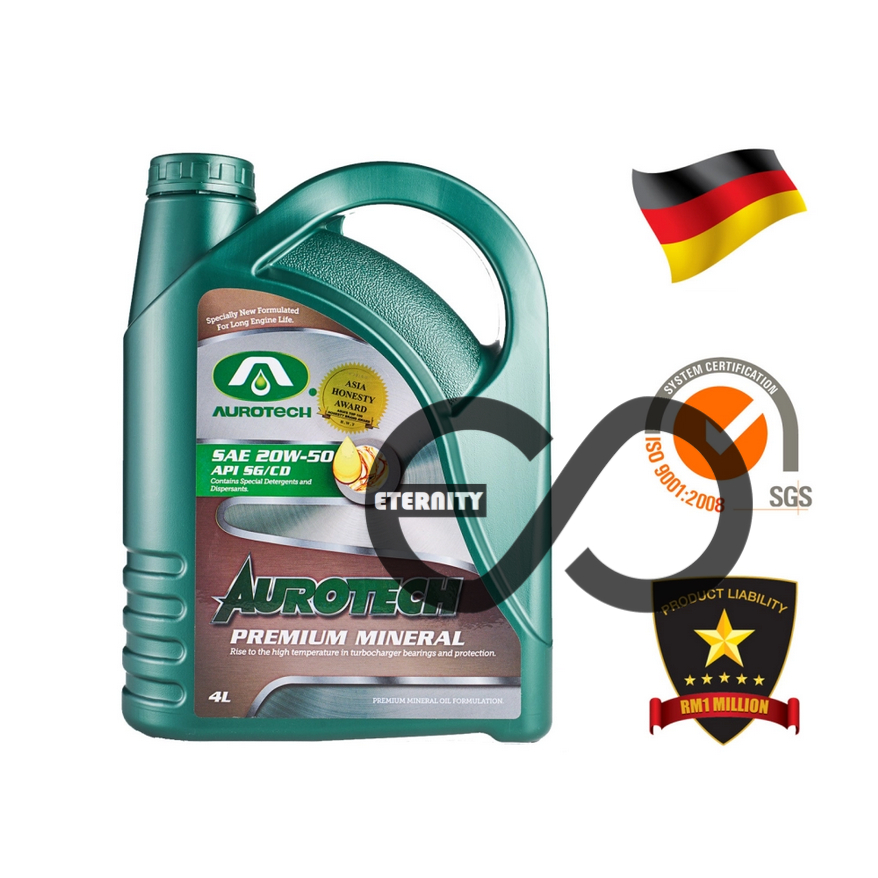 Aurotech Engine Oil 20W-50 Premium Mineral (4L) | Shopee Malaysia