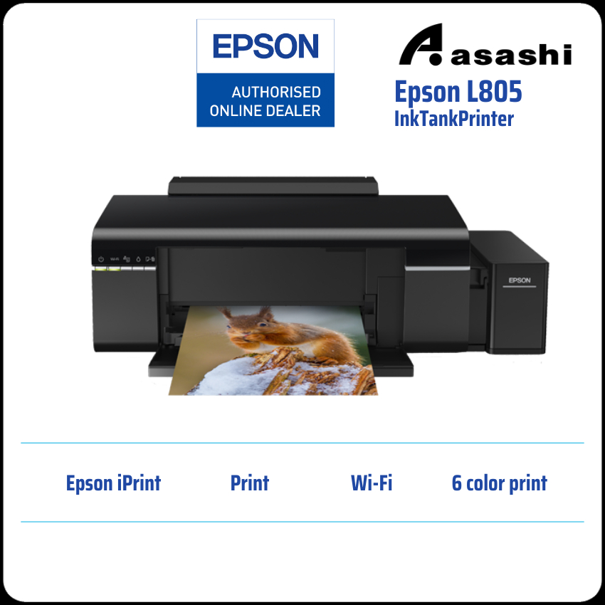Epson L805 6 color print, CD / DVD printing, Wi-Fi, Epson iPrint, Printer (Warranty 1Years ...