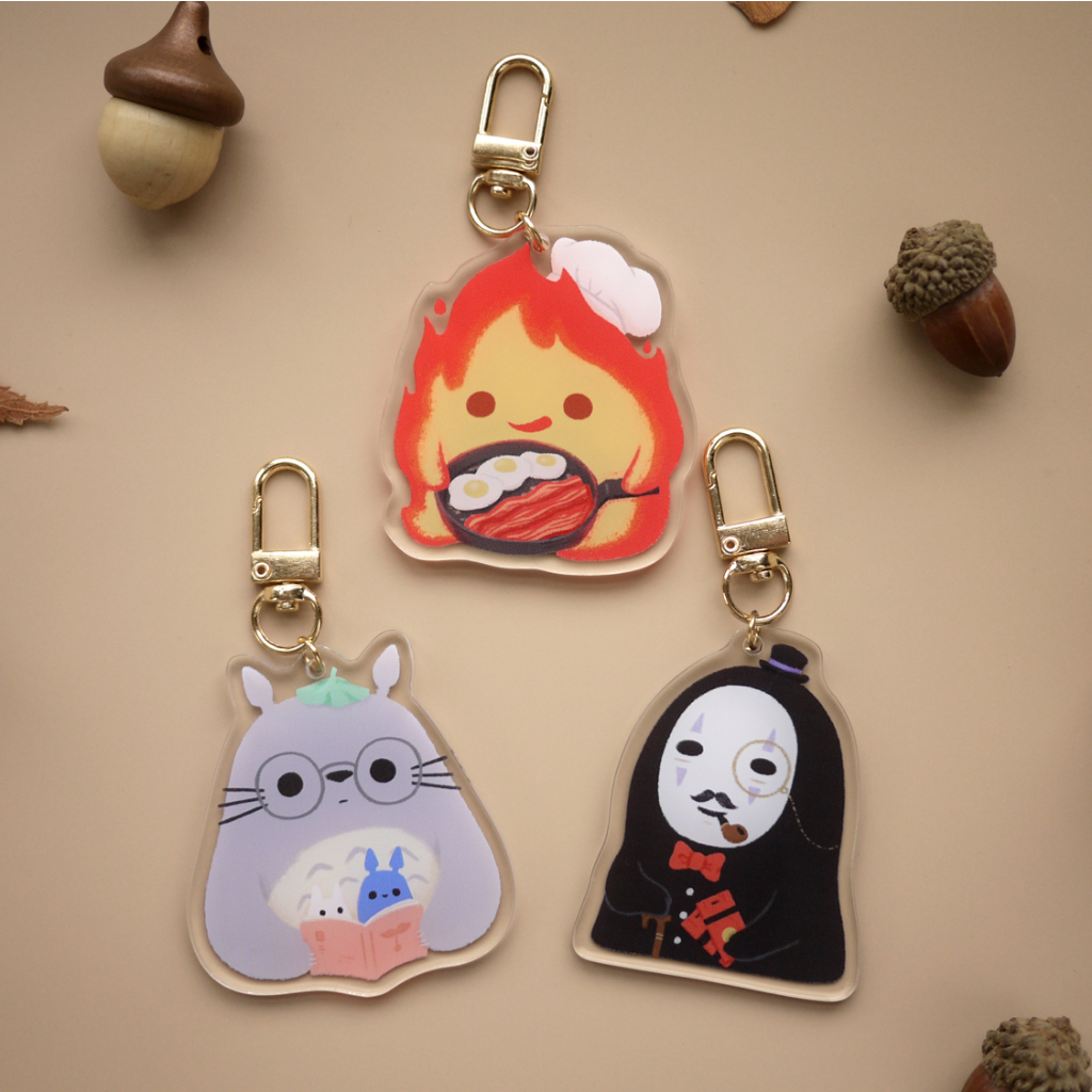 Ghibli Acrylic Charm | Ghibli Keychain | Totoro | No Face | Calcifer ...