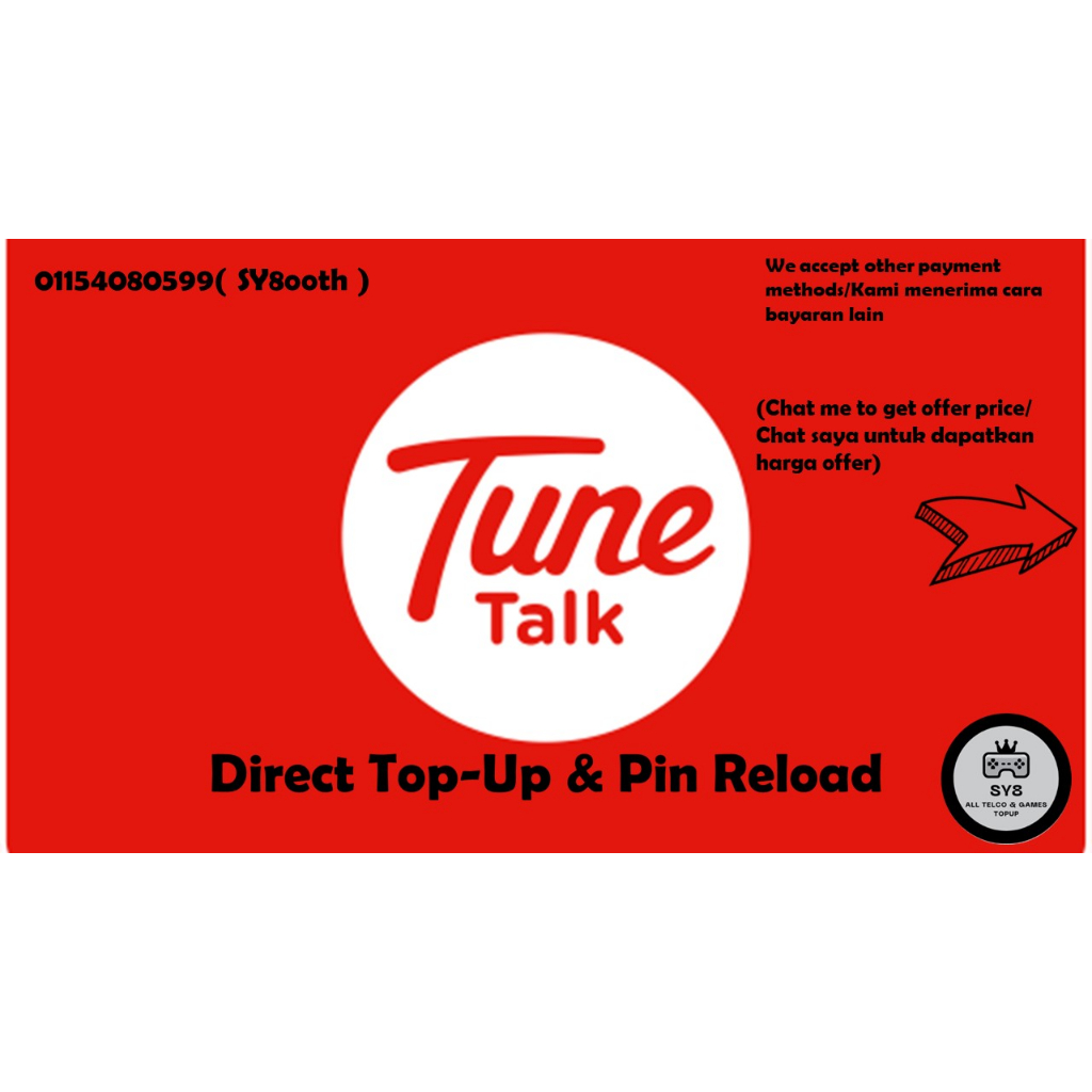 [SY8] Tune Talk prepaid direct topup/pin reload|RM5/RM10/RM15/RM20/RM30 ...