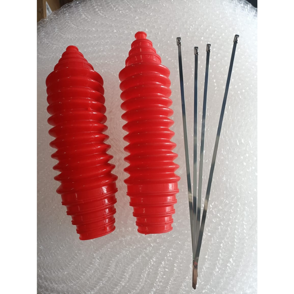 Red silicone steering rack cover boot universal~free stainless steel ...
