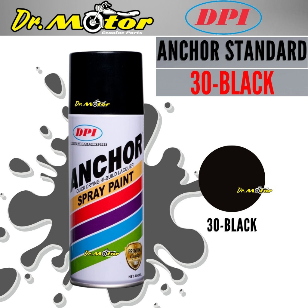 ANCHOR STANDARD Spray Can Tin Cat Paint 400ML 30 Black Hitam Sprey ...