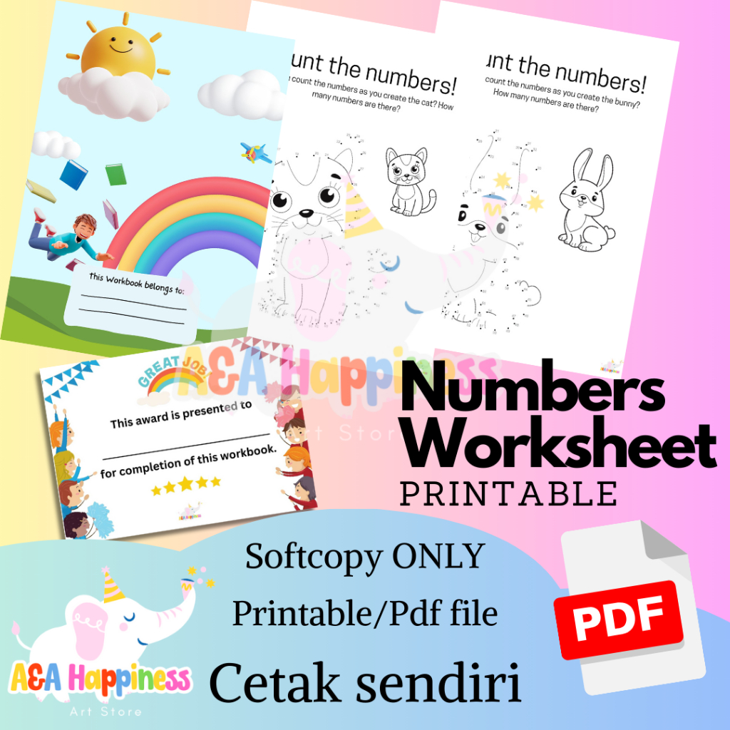 [Soft Copy/PDF] 20 pages Printable Number Worksheets For ...