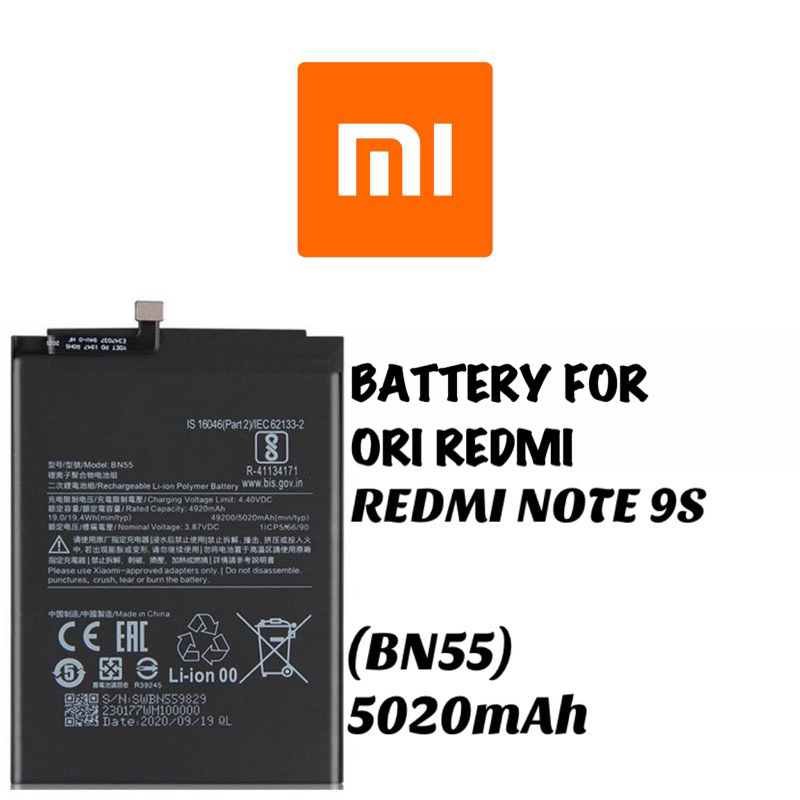 Battery For Ori Redmi Note 9S (BN55) 5020mAh | Shopee Malaysia