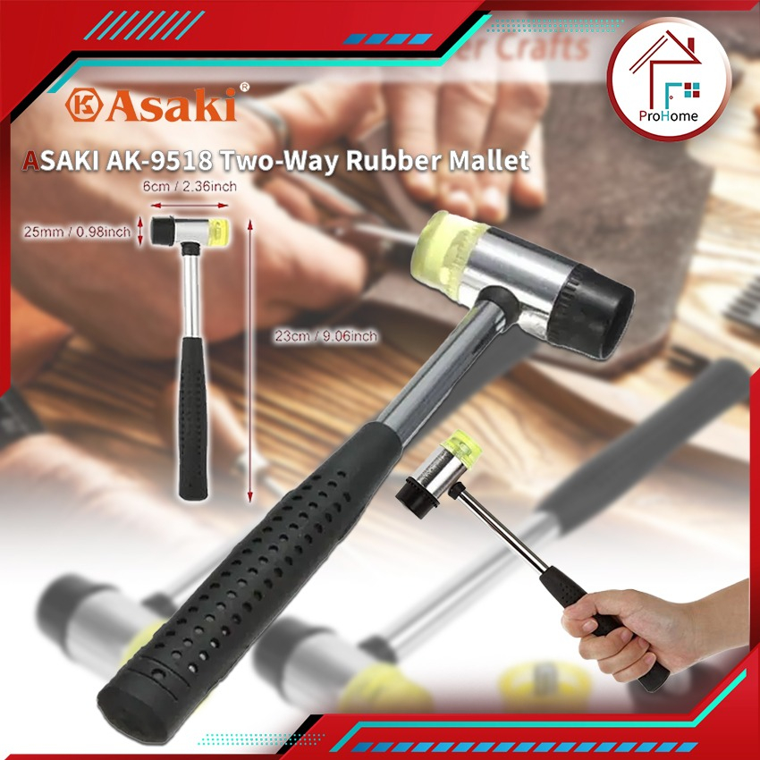 ASAKI JAPAN AK-9518 Heavy Duty Two-Way Rubber Mallet / Handle Tukul ...