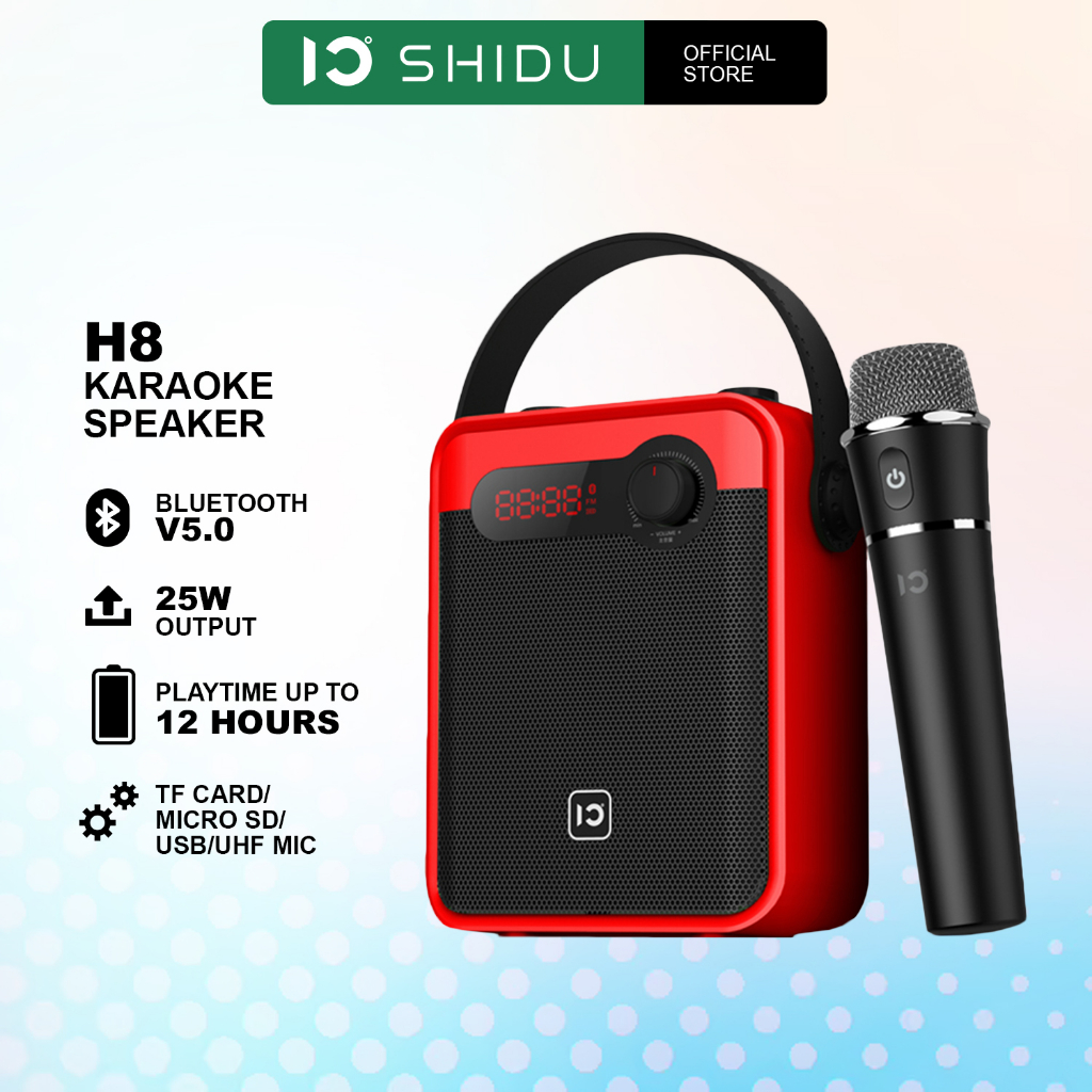 SHIDU H8 Karaoke Speaker Portable 25W | Speaker Microphone UHF | TWS ...
