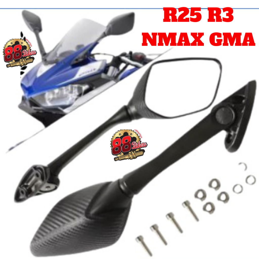YAMAHA NMAX R25 R3 NEMO GMA SIDE MIRROR STYLE QUALITY LONG MIRROR SHORT ...
