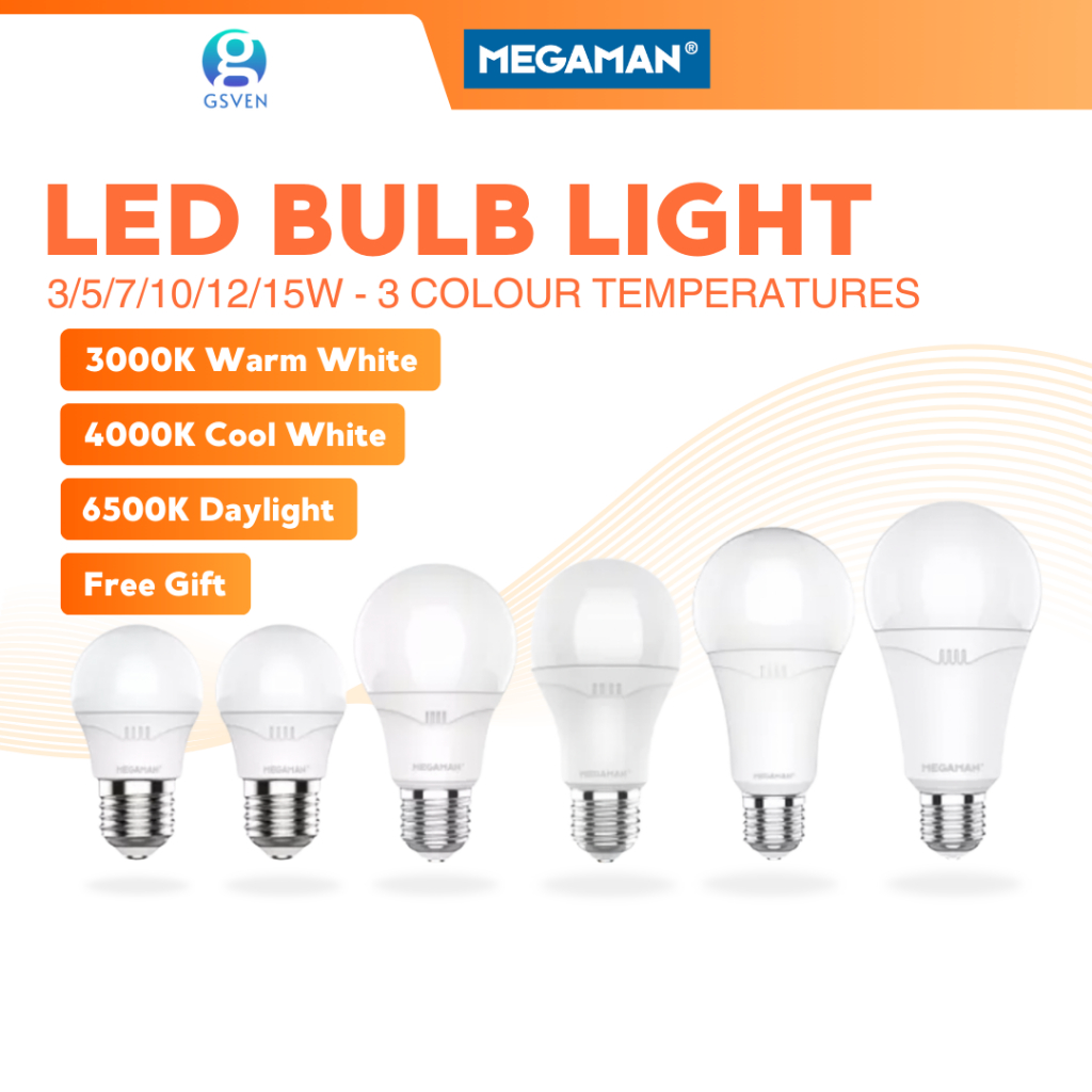 MEGAMAN LED Bulb Light 3W 5W 7W 10W 12W 15W Energy Saving Mentol LED ...