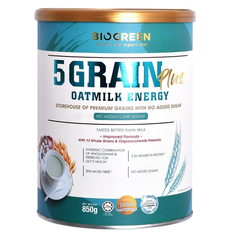 BIOGREEN 5 GRAIN PLUS OATMILK ENERGY 850G | Shopee Malaysia