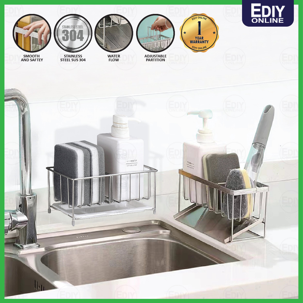 304 Stainless Steel Sponge Span Basuh Holder Sink Sabun Handwash ...