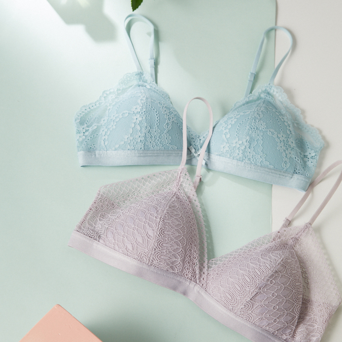 6IXTY8IGHT [JT] All-over Lace Wireless French Triangle Bralette Lightly ...