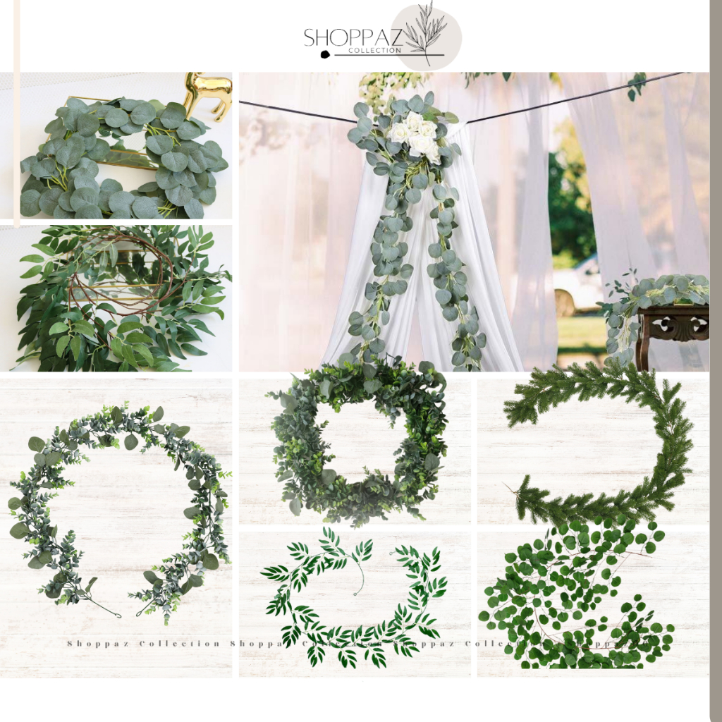 Shoppaz 1-2M Garland Artificial Plant Fake Leaf Deco Eucalyptus Hanging ...