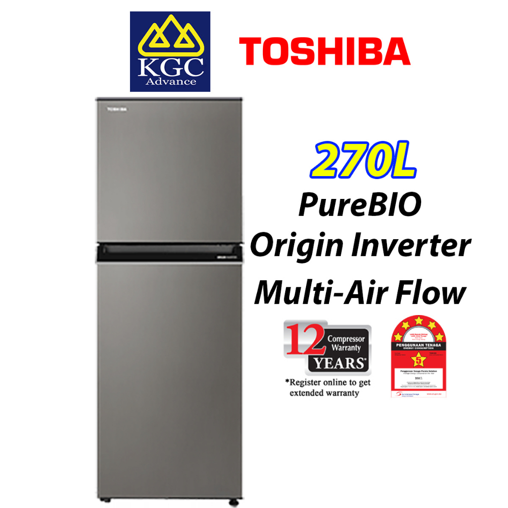 [Free Shipping] Toshiba 270L Inverter Refrigerator GR-RT300WE-PMY 2 ...