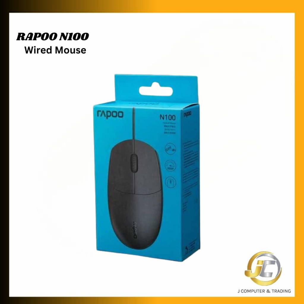 RAPOO 1000 DPI HIGH QUALITY WIRED OPTICAL MOUSE WITH ANTI-SLIP SCROLL ...