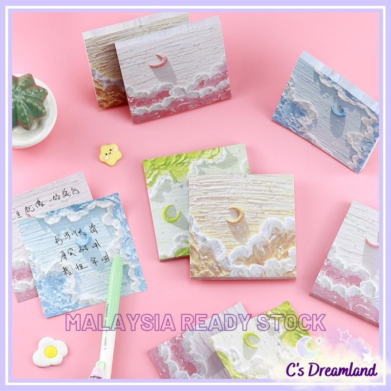 C'S DREAMLAND Landscape Oil Painting Sticky Notes INS Scenery Sticker ...