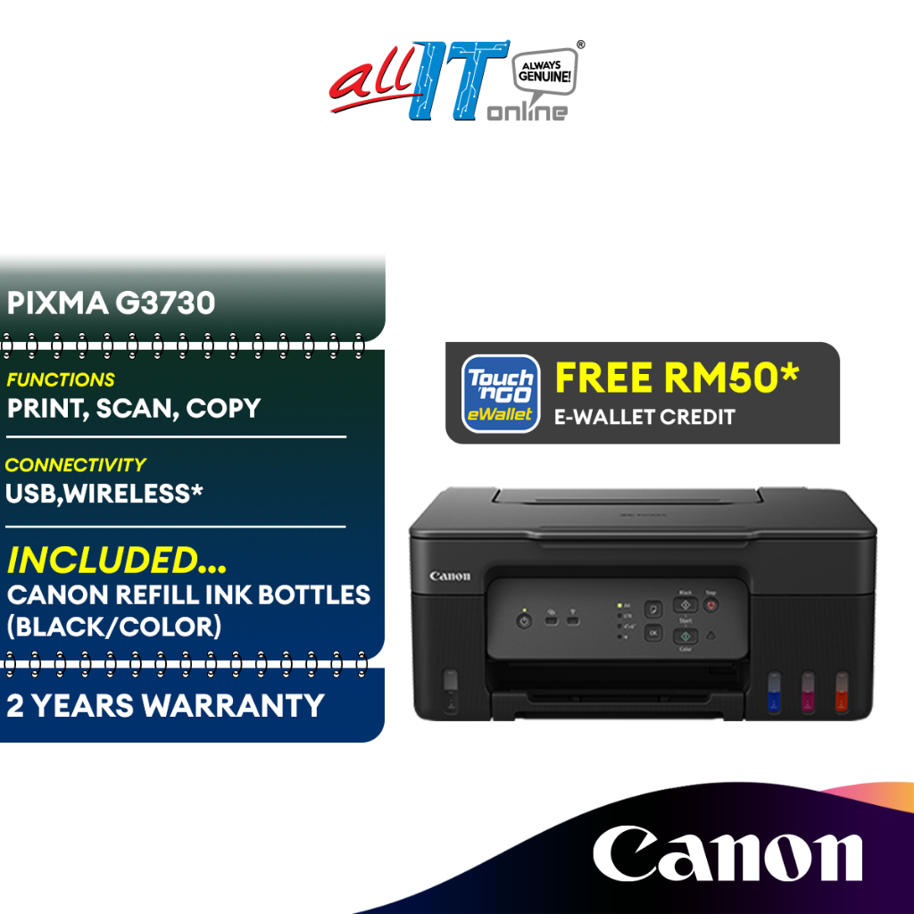 Canon Pixma G3730 All-in-One Wireless Inkjet Printer with Low-cost Ink ...