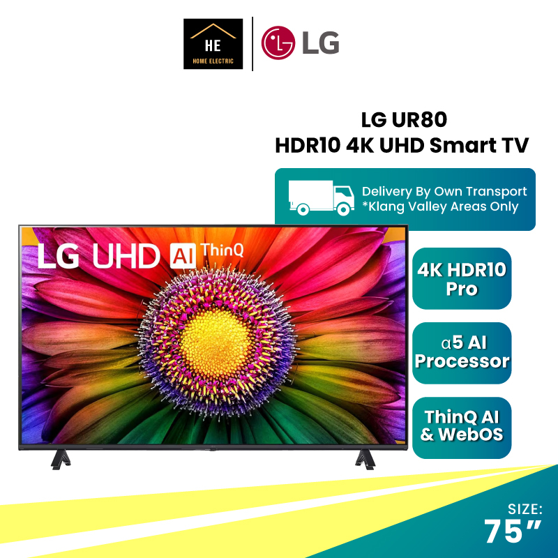 LG 75" UR8050PSB Smart 4K UHD TV with α5 Gen5 AI 4K Processor ...
