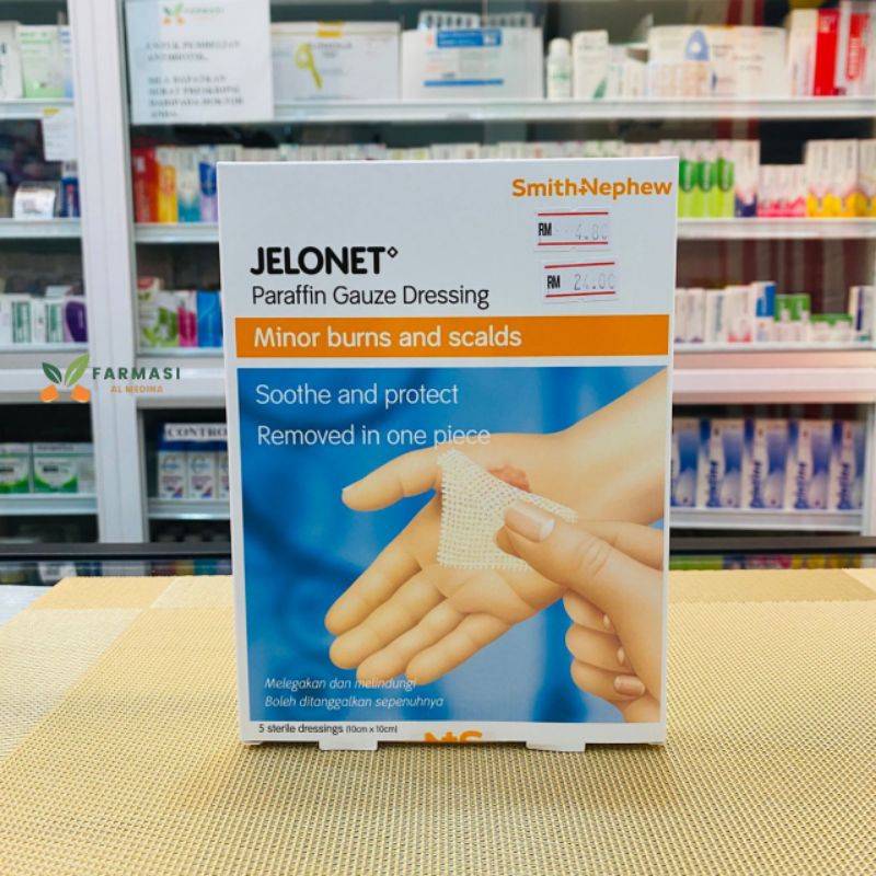 🌿 JELONET° Paraffin Gauze Dressing ( 1 Box / 5 Sterile Dressings 10cm × ...
