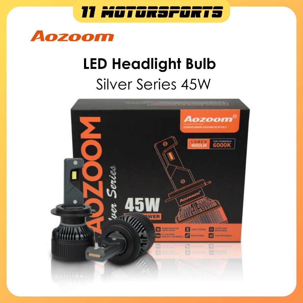 Aozoom LED Headlight Bulb - Silver Series 45W - 6000K H1/H4/H7/H11/9005/9006 | Shopee Malaysia