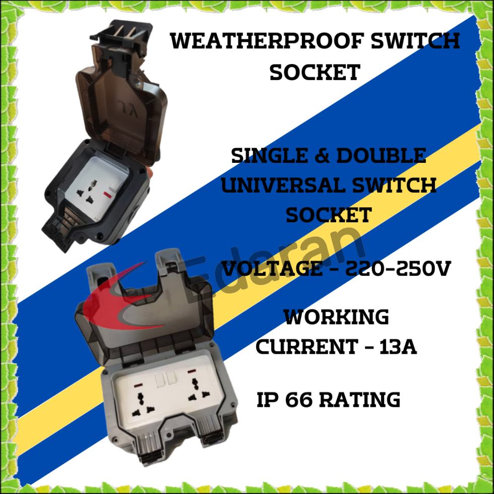 JY WEATHERPROOF OUTDOOR 13A UNIVERSAL SWITCHES SINGLE OR DOUBLE WALL ...