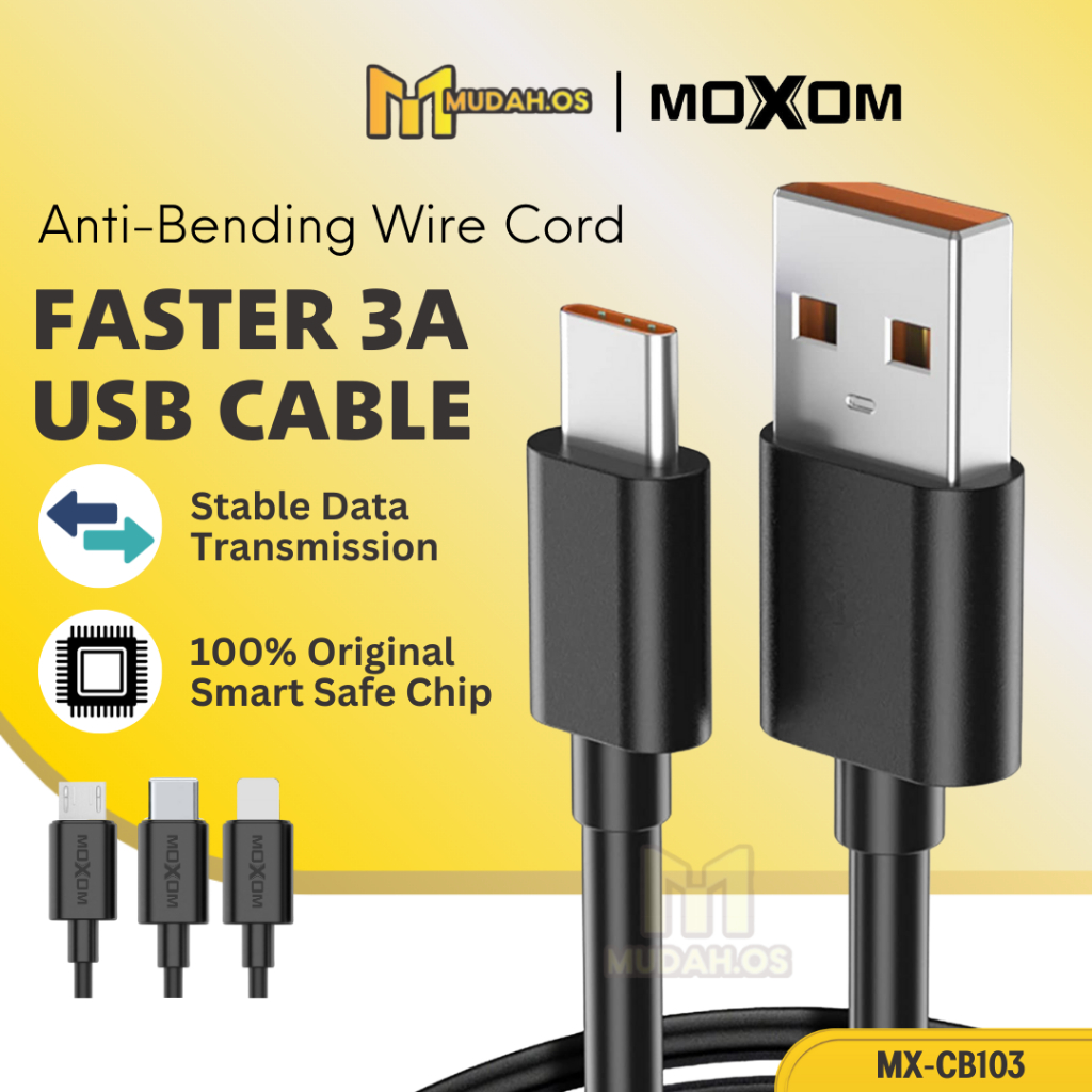 MOXOM Kabel USB To Type C Data Cable Original 3A PD Fast Charging ...