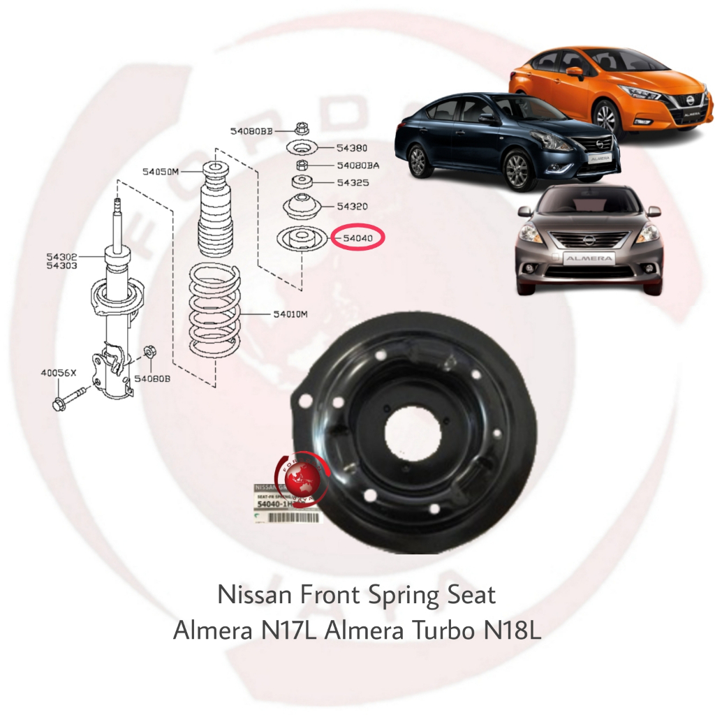 Nissan Front Coil Sring Top Seat (Steel) Almera N17L Almera Turbo N18L ...