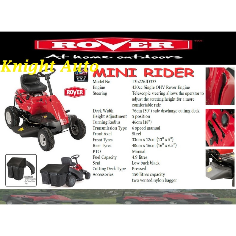 Rover 382 mini ride on mower 420cc | Shopee Malaysia