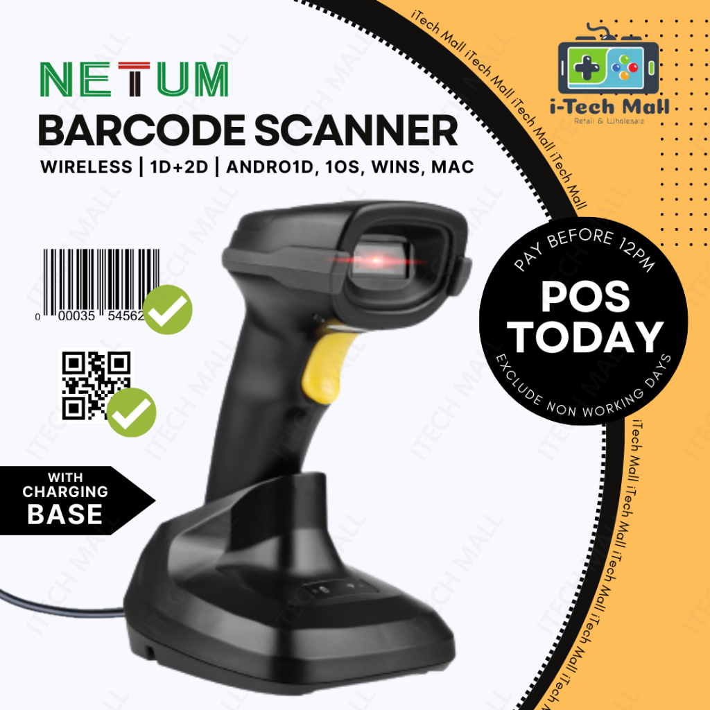 POSDECK A66 Wireless Barcode Scanner Barcode Scan Barang 1D 2D QR Code ...