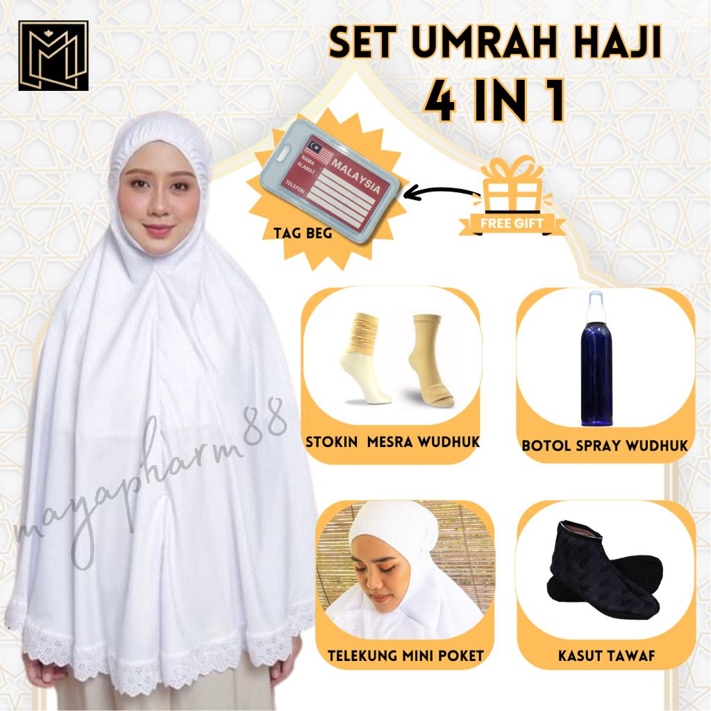 HOT ITEM!! SET TELEKUNG UMRAH HAJI 5 IN 1 (Telekung Mini Cotton Poket ...
