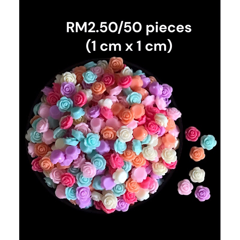 RM2.50/50 keping : STF-010 - Resin - Bunga - Flower - 1 cm x 1 cm ...