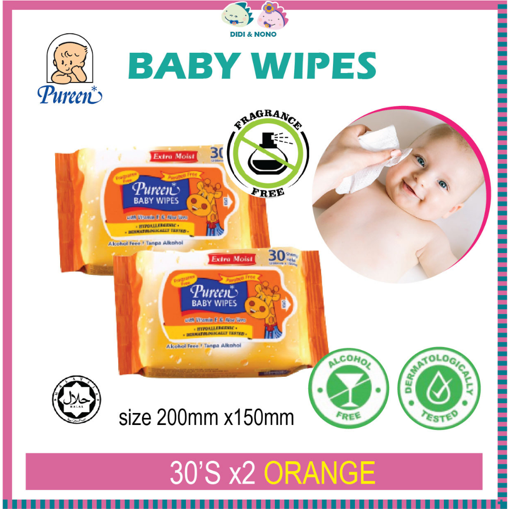 Pureen Baby Wipes 2 x 30's Tisu Basah Bayi baby wipes travel pack kecil ...