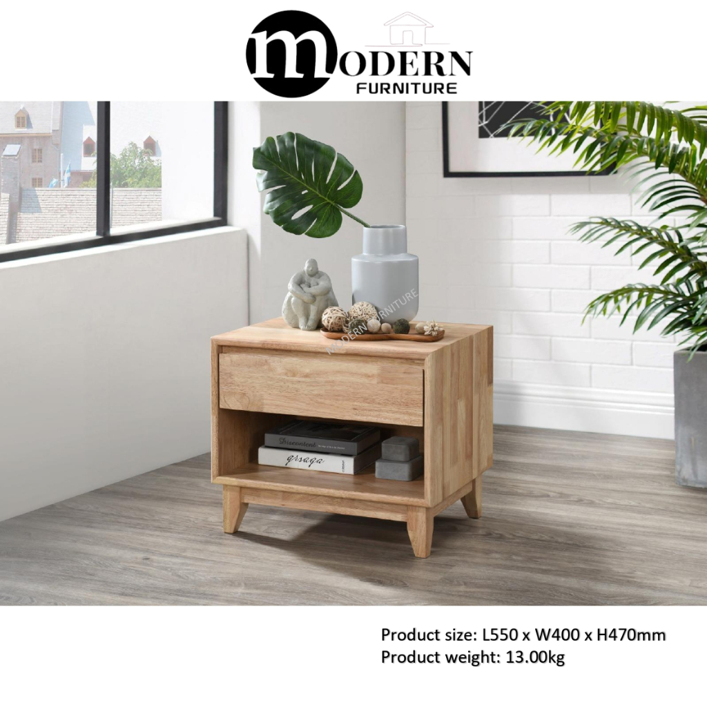 SOLID WOOD Night Stand / Bedside Table with 1 drawer - JS1019 (Colour ...