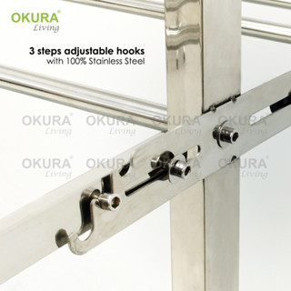 OKURA Stainless Steel Clothes Rack Cloth Drying Rack Foldable Mobility ...