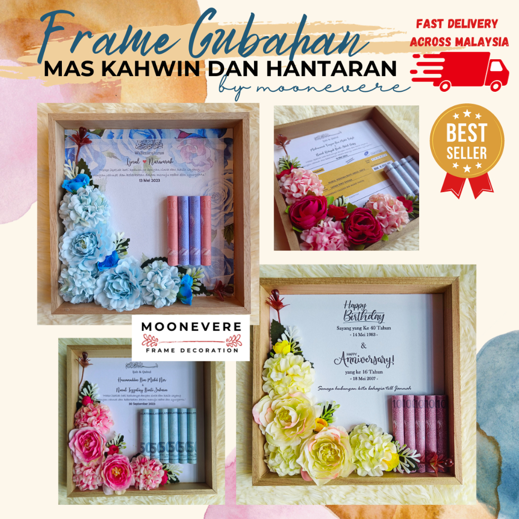 🔥READY STOCK🔥FRAME MAS KAHWIN SIAP GUBAH MURAH BAJET BUNGA CANTIK MAS ...
