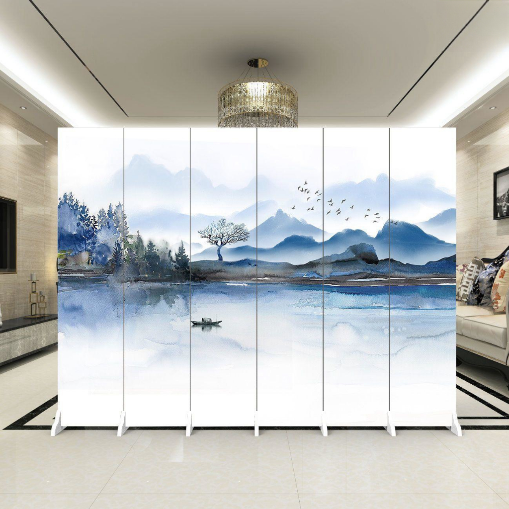 Double-Sided Folding Mobile Screen Partition Divider Room Partition ...