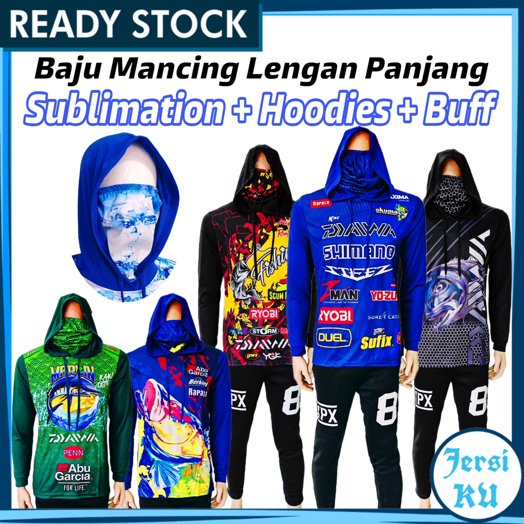 JERSIKU Baju Memancing Lengan Panjang Jersi Mancing Pancing Men Long ...