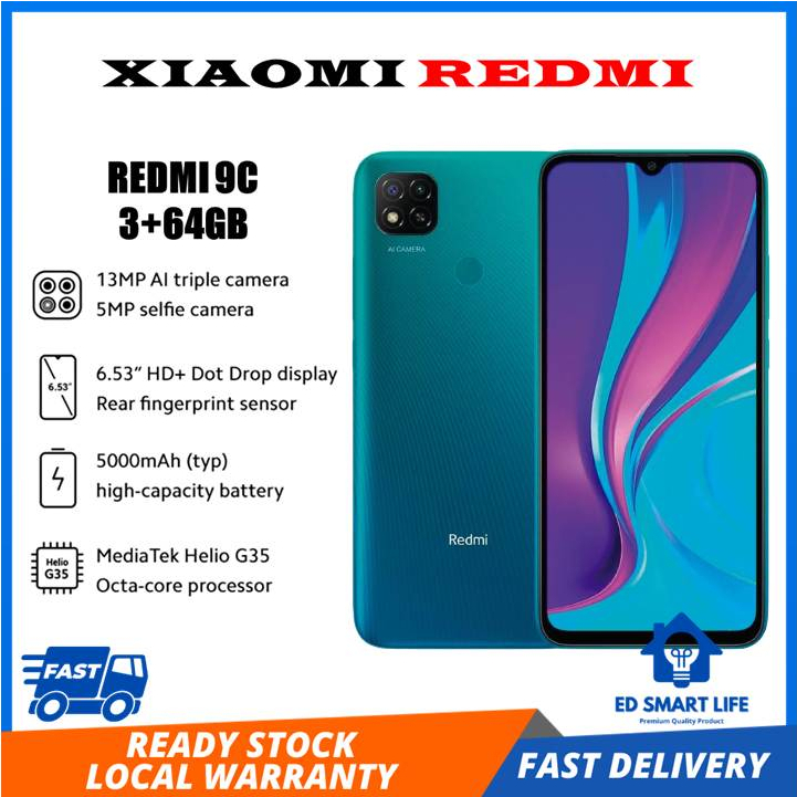 Xiaomi Redmi 9C 3+64GB AI Triple Camera I 6.53" Large Display I 5000 ...
