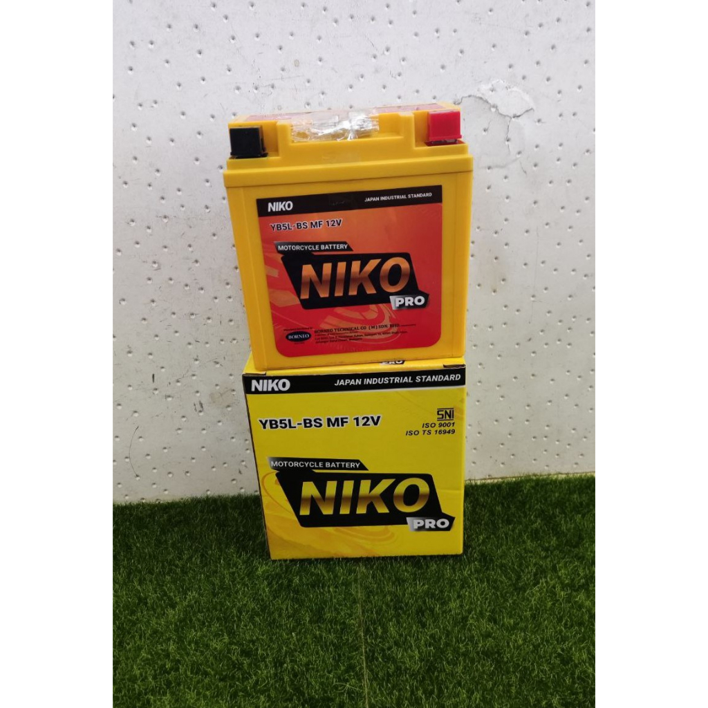 NIKO PRO BATTERY YB5L-BS MF 12V/ BATERI MOTOR FOR KRISS STARTER, LC V1, EX5 STARTER, LAGENDA ZR ...