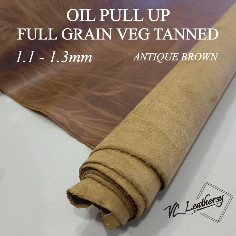 Cowhide Full Grain OPU Leather Antique Claw Brown 1.1-1.3mm Oil Pull Up ...