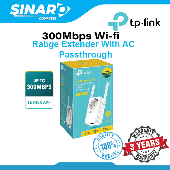 TP-LINK 300Mbps Wi-Fi Range Extender with AC Passthrough TL-WA860RE ...