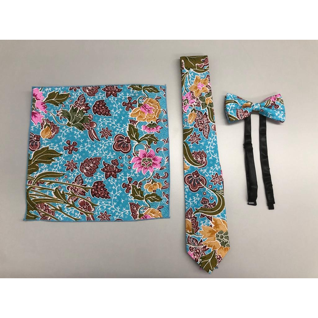 Men Batik Malaysia Neck Tie Bow Tie Pocket Square with Box Set Set Tali ...