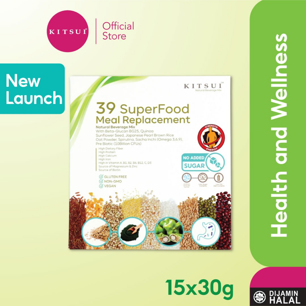 KITSUI 39 SuperFood Meal Replacement | 15's x 30g | Tiada Gula | Sendi ...