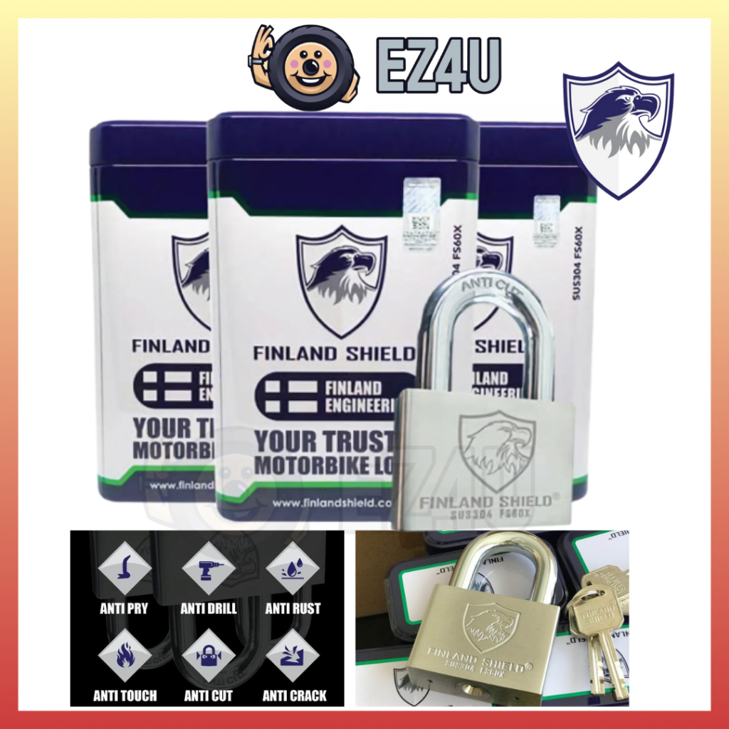 [EZ4U] {VERSION 3} PADLOCK FINLAND SHIELD ORIGINAL ANTI CUT HIGH GRADE ...