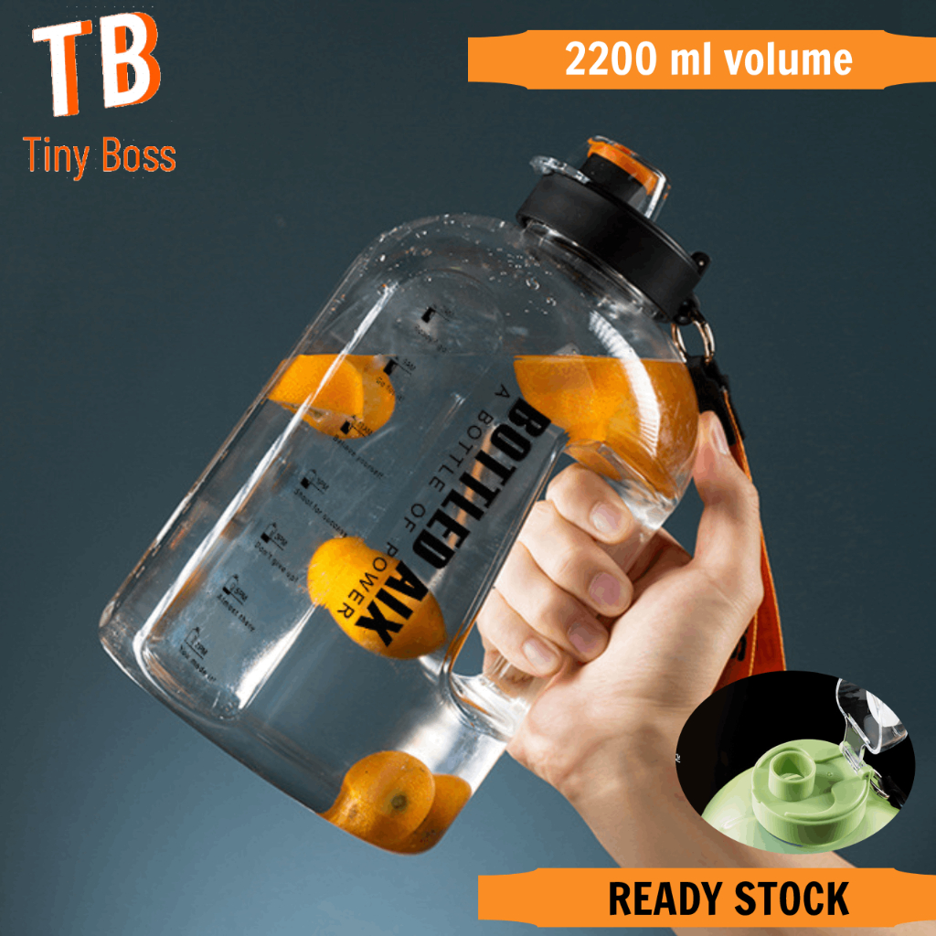 2200ML Large Capacity Sport Big Water Bottle with Handle Air Besar ...