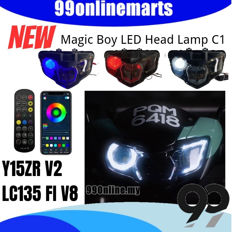 YAMAHA Y15 Y15ZR V2 LC135 FI V8 MAGIC BOY HEAD LAMP LED CUSTOM APP C1 LIGHT LAMPU (Warranty 3 ...